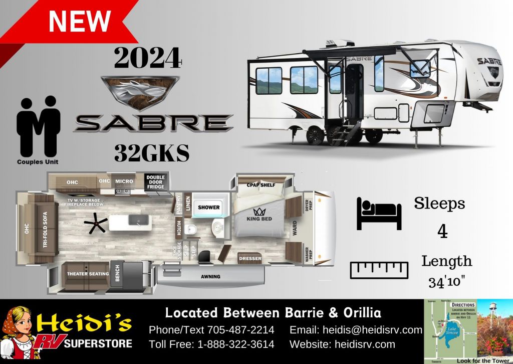 NEW 2024 FOREST RIVER SABRE 32GKS (ISLAND KITCHEN, REAR LIVING ROOM ...